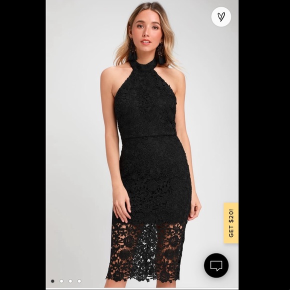 Lulus | Dresses | Lulus Black Lace Halter Midi Dress M | Poshmark